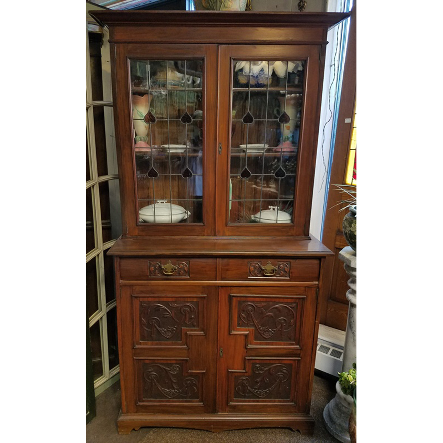 arts & crafts step back cabinet - Aardvark Antiques