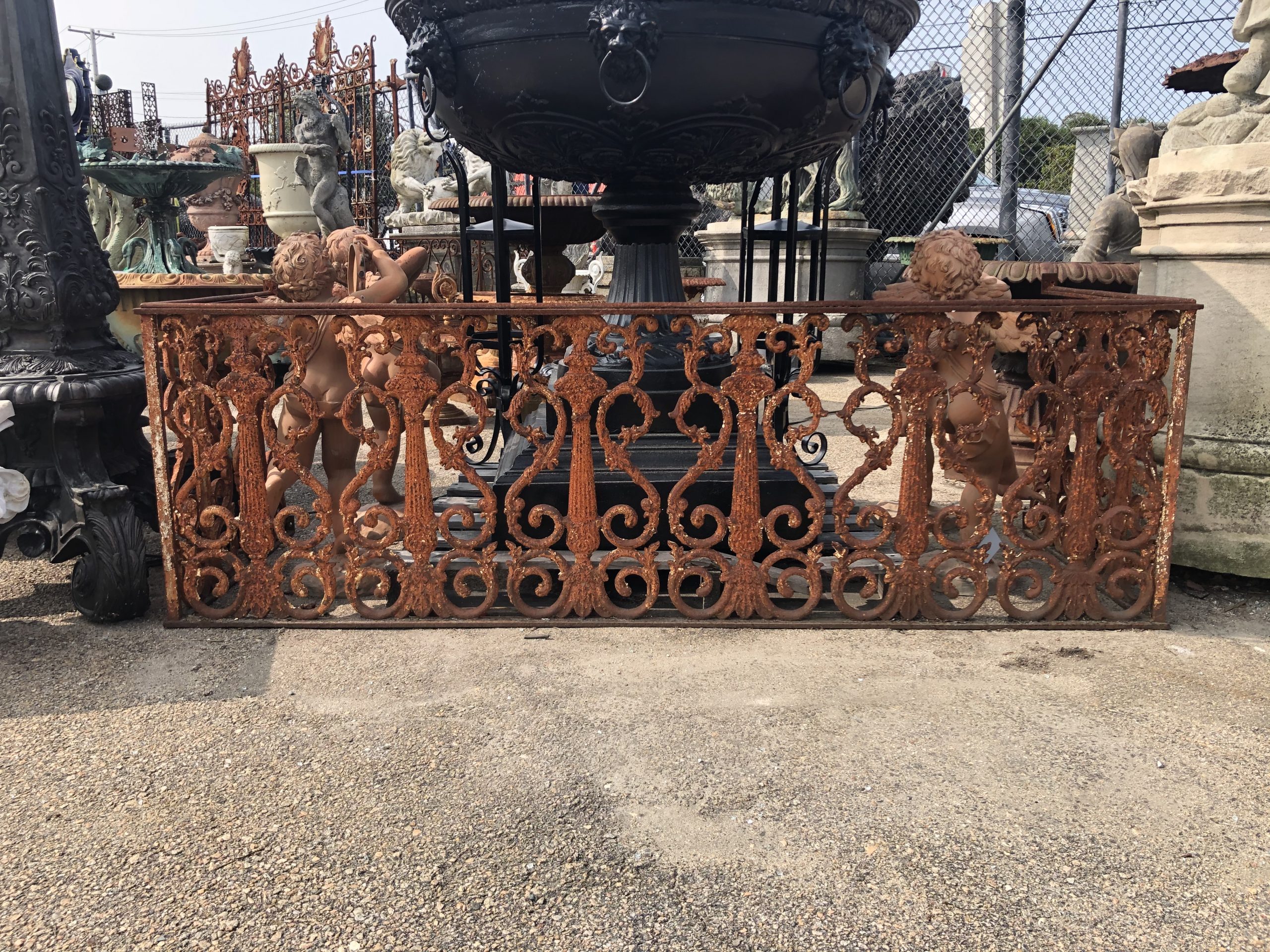Cast Iron Balcony with columns and scrolls - Aardvark Antiques