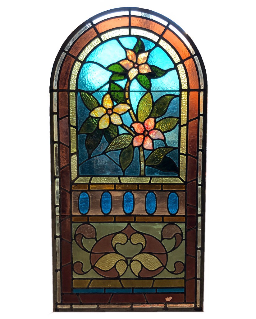 Narragansett Arched Stained Glass - Aardvark Antiques