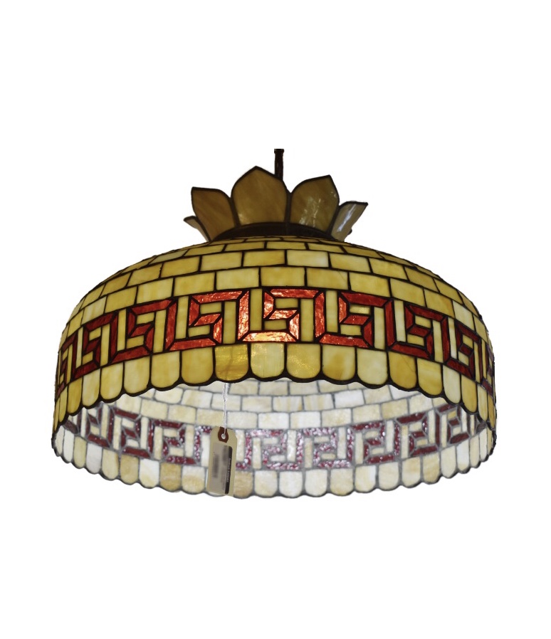 Greek Key Stained Glass Lamp - Aardvark Antiques