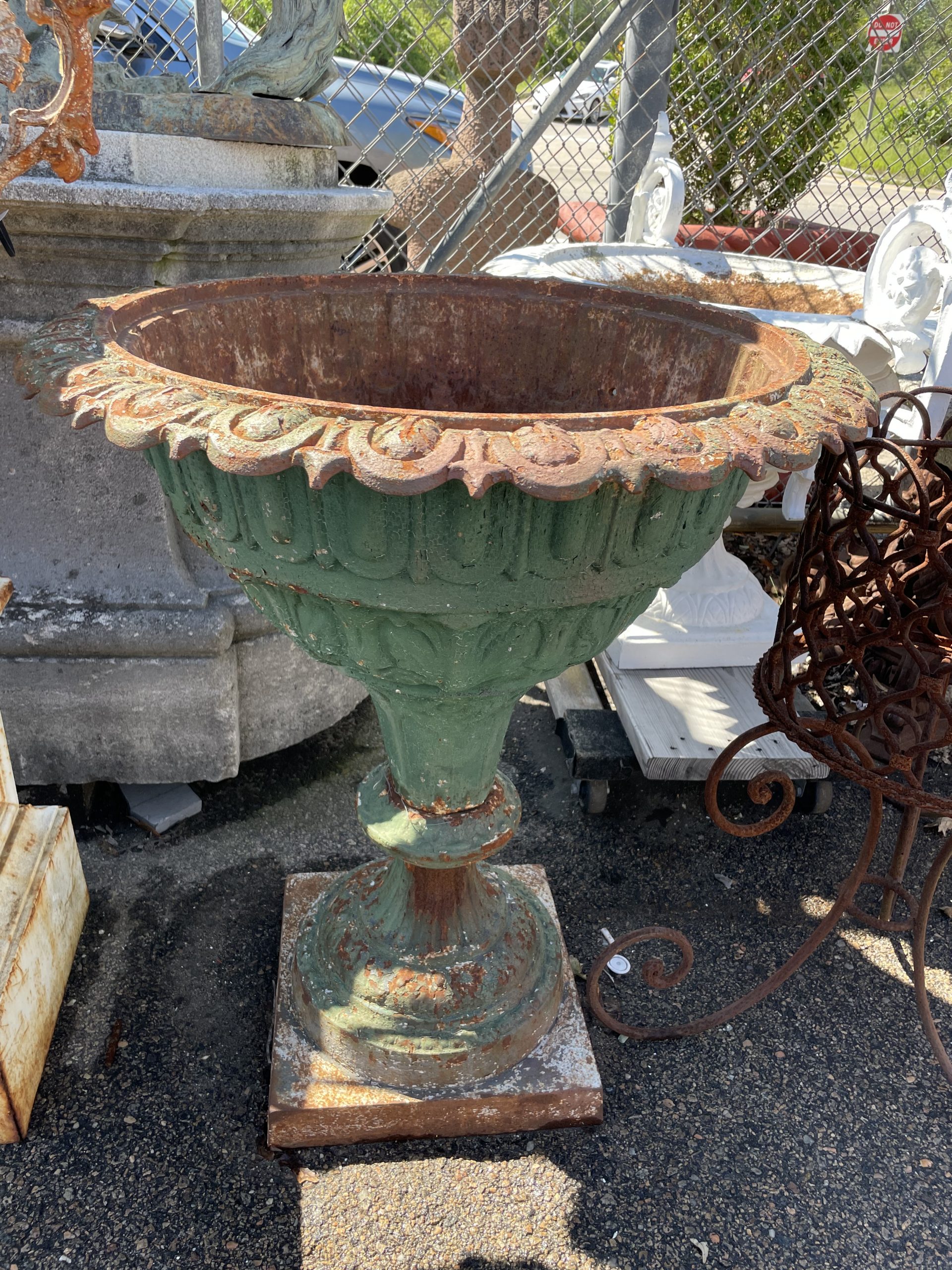 Cast Iron Urn w/Egg & Dart Trim - Aardvark Antiques